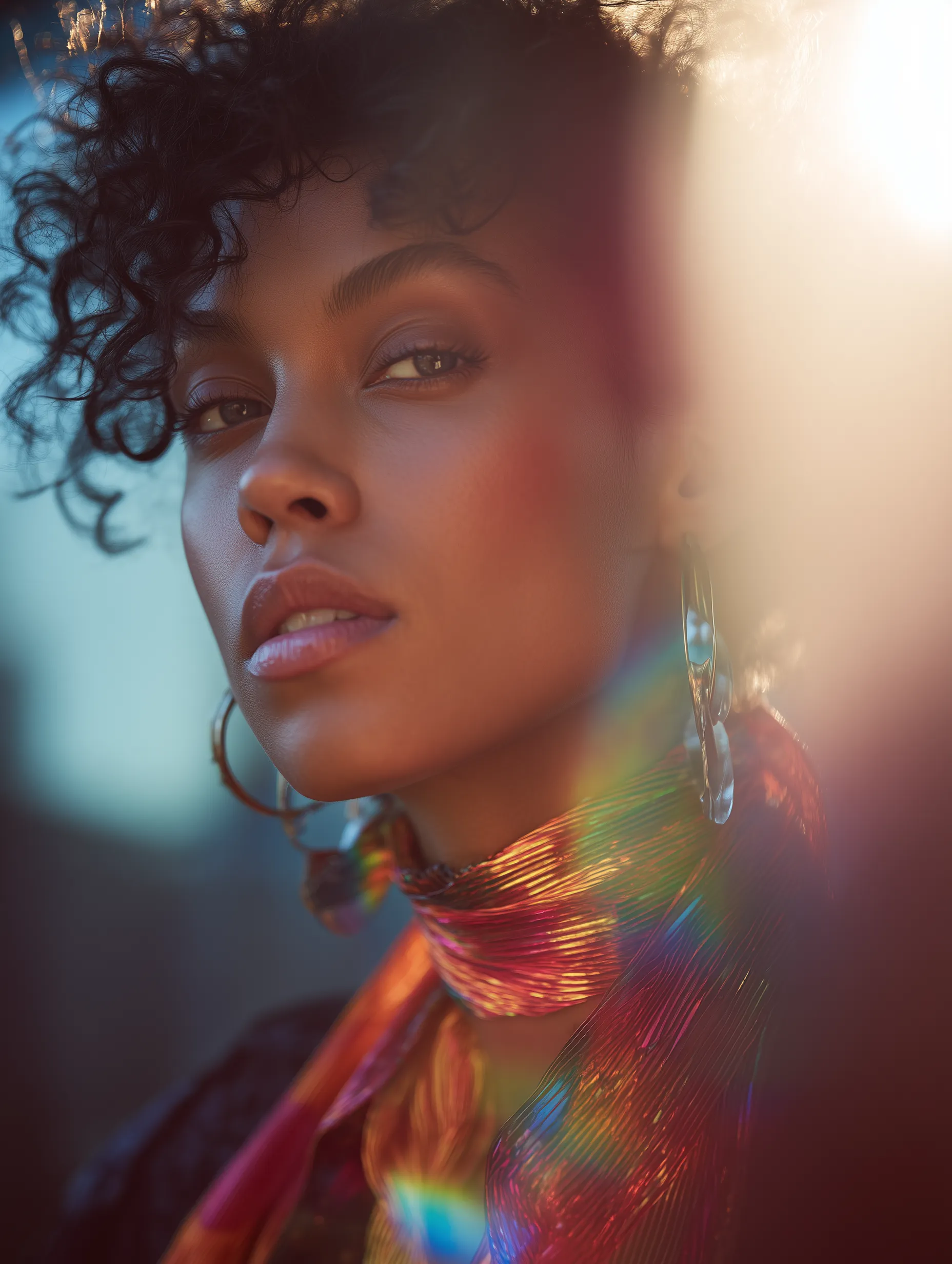 Fashion portrait with rainbow flare | Stock Image & Design Asset – Aura
